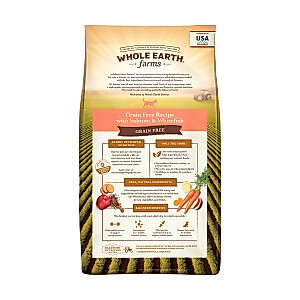 Whole Earth Farms Natural Grain Free Dry Kibble, Wholesome And Healthy Dog Food, Salmon And Whitefish Recipe - 4 LB Bag