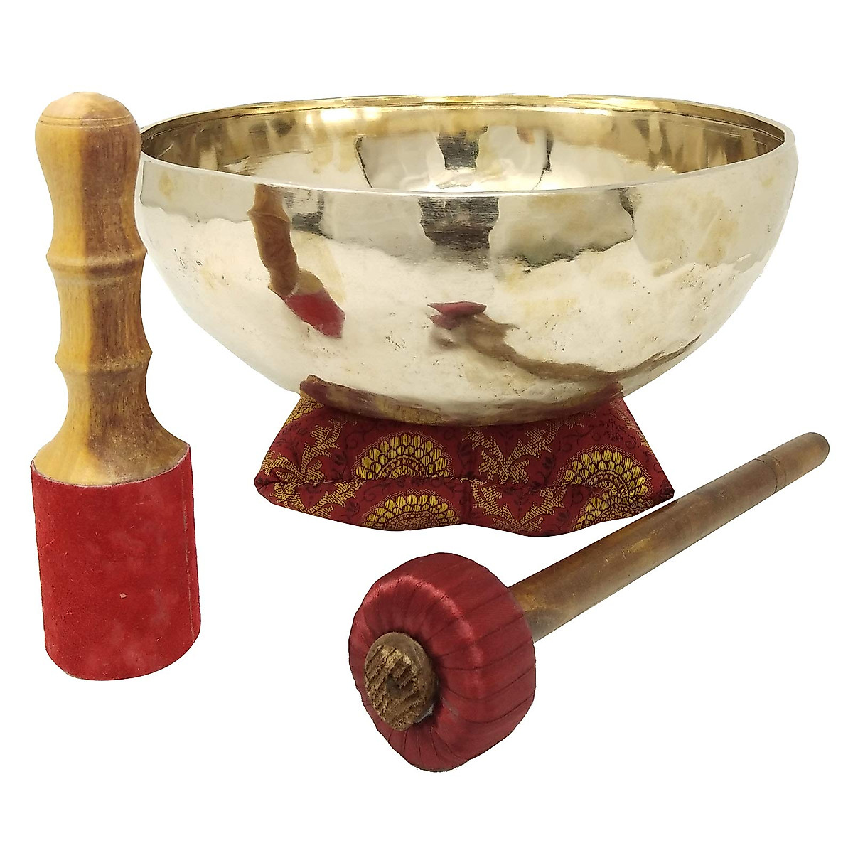 CRAFTSTRIBE 10" Handmade Crown Chatra Tibetan Singing Bowl Meditation Healing Bowl With Mallet And Silk Cushion