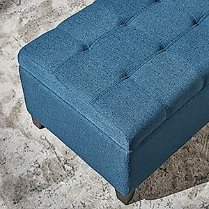 Christopher Knight Home Mission Fabric Storage Ottoman, Dark Blue, 18.75 x 50.50 x 16.00 inches