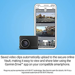 Garmin Dash Cam 47, 1080p, 140-degree FOV, Remotely Monitor Your Vehicle and Signature Series Cloth