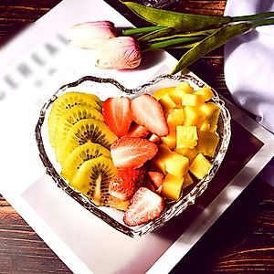 Kelendle 1 PCS Clear Glass Heart Shaped Serving Bowl Fruit Dish Bowl Container Tableware Great for Kitchen Restaurant Cafe Shop Appetizer Dessert Salad Snack Ice Cream