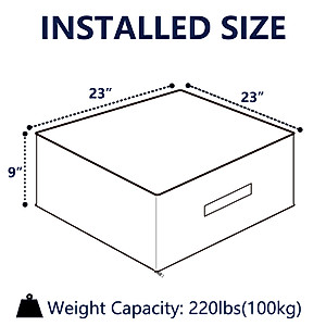 Melody Elephant Inflatable Stool Ottoman Pouf, All Weather Round Footrest Footstool 23 x 23 x 9 Inch Square Ottoman, Portable Ottoman for Garden Patio Indoor Outdoor,Swaying Palms