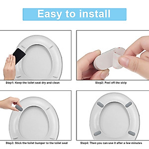 12 Pieces Universal Toilet Seat Bumpers Kit Toilet Bumpers with Strong Adhesive Rubber Bumpers Pads Replacement for Families, Hotels, Hospitals, School Toilet Seats