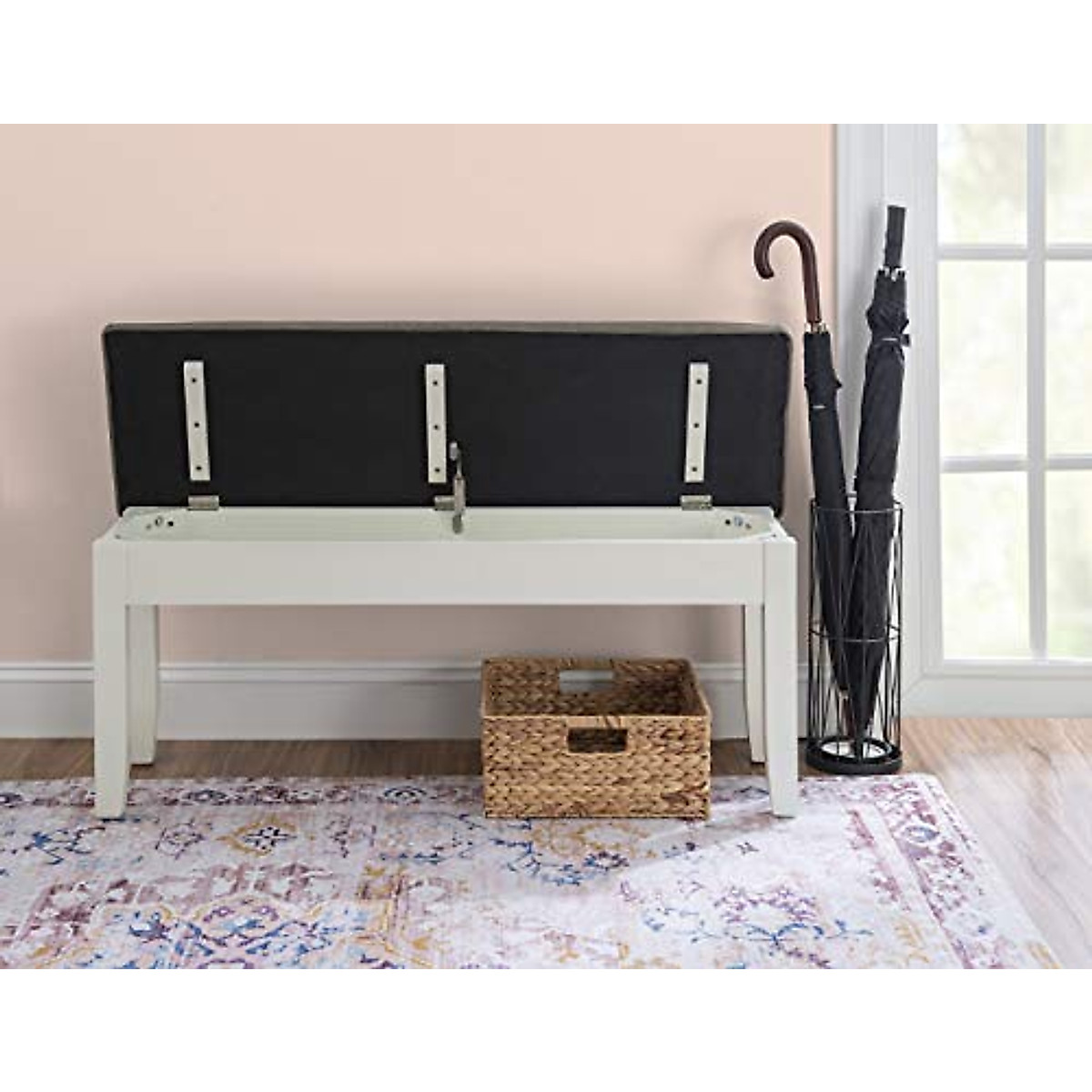 Powell Furniture Jane Storage, Antique White Dining Bench,