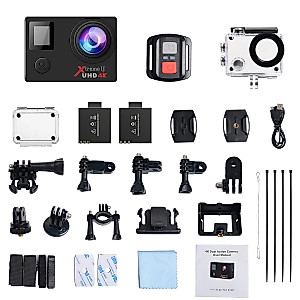 CAMWORLD Action Camera 4K 30FPS WiFi Ultra HD 4X Zoom PC Webcam Sports Underwater 30M Waterproof 170° Wide Angle Lens with Remote Control, 2 Batteries and Mounting Kit