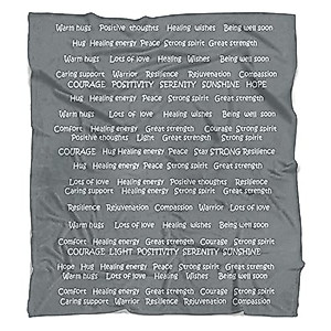 Healing Thoughts Throw Blanket | Positive Energy | Compassion | Warm Hugs| Inspirational Blanket | Get Well Gifts for Women | Comfort Chemo Blanket | Breast Cancer Gifts for Women | 50" x 60" Grey