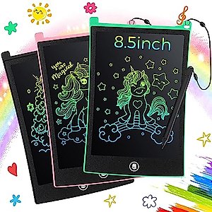 3 Pcs LCD Writing Tablet for Kids 8.5 Inch Colorful Doodle Drawing Tablet LCD Screen Kids Doodle Pad Portable Electronic Drawing Board for Kid Educational and Learning (Arc Colorful Style)
