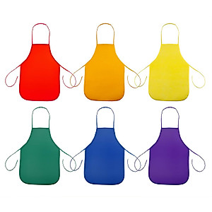 lyivssuy Children's Artists Fabric Aprons - Classroom,Kitchen, Community Event, Crafts & Art Painting Activity. Safe Clean 12 Pack Assorted Colors