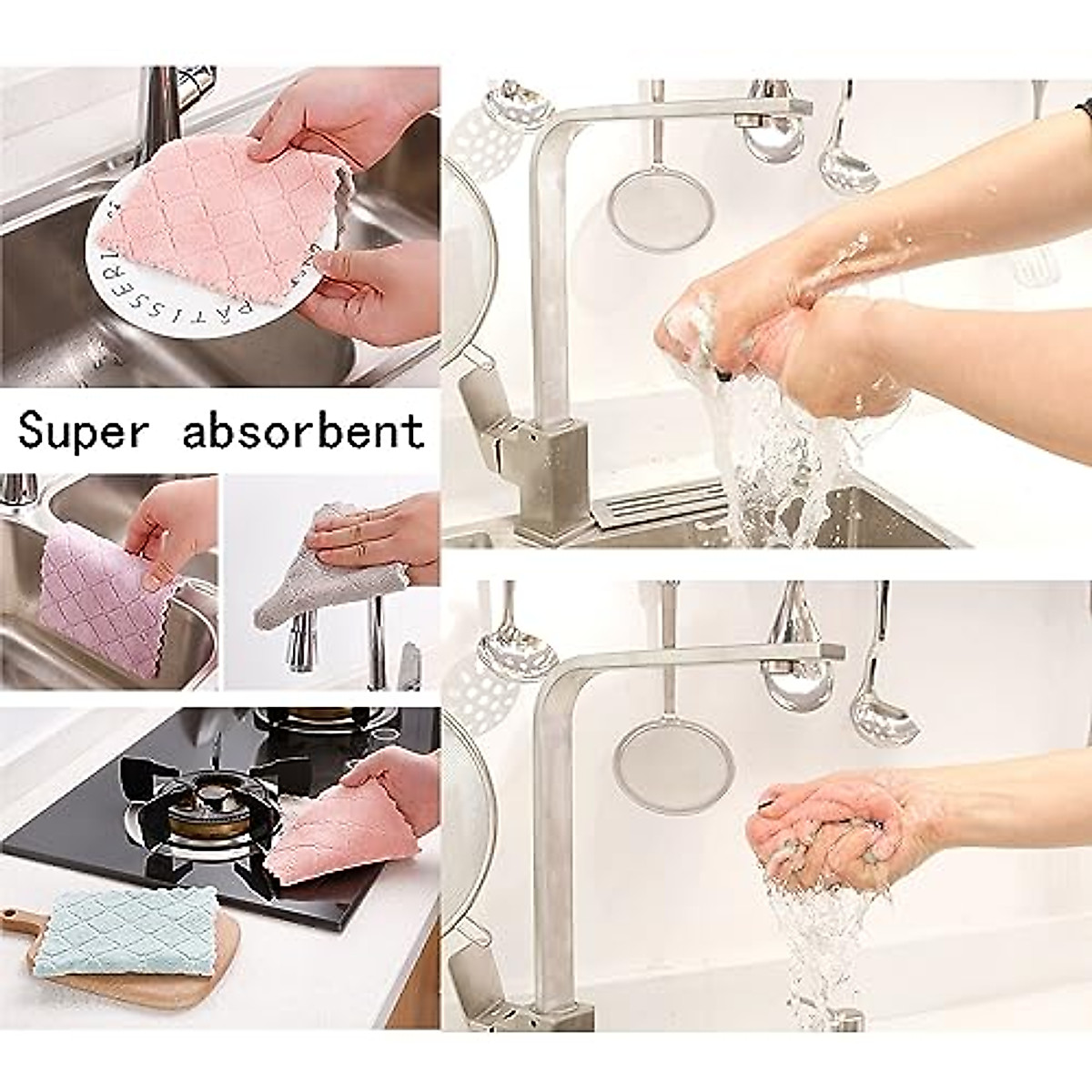 12 Pack Kitchen Cloth, Dish Towels Super Absorbent Coral Velvet Dishtowels, Microfiber Premium Cleaning Cloths, Soft Tea Towels, Quick Dry Rags, Multipurpose Reusable Washcloths, Non-Stick Oil Cloths.