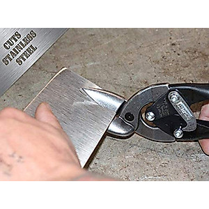 MIDWEST Special Hardness Aviation Snip - Left and Right Cut Offset Stainless Steel Cutting Shears with Forged Blade & KUSH'N-POWER Comfort Grips - MWT-SS6510C