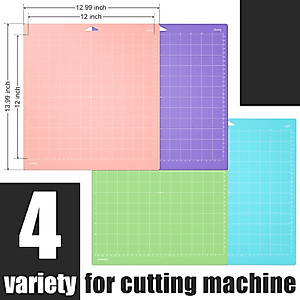 Lzerking Cutting Mat for Cricut 4 Pack Accessories and Supplies Variety Replacement Standard Light Strong Frabic Cut Pads Cricket Cards for Cut Machine Maker/Maker 3/Air/Air 2 with Scraper Pick Needle