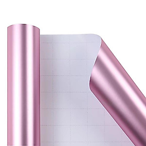 ZINTBIAL Metallic Pink Wrapping Paper Roll with Cut Lines - Solid Pink Holiday Gift Wrap for Halloween, Christmas, Birthdays, Baby Shower, Wedding - 17.5 in x 33 ft (48 sq. ft), Easy to Cut