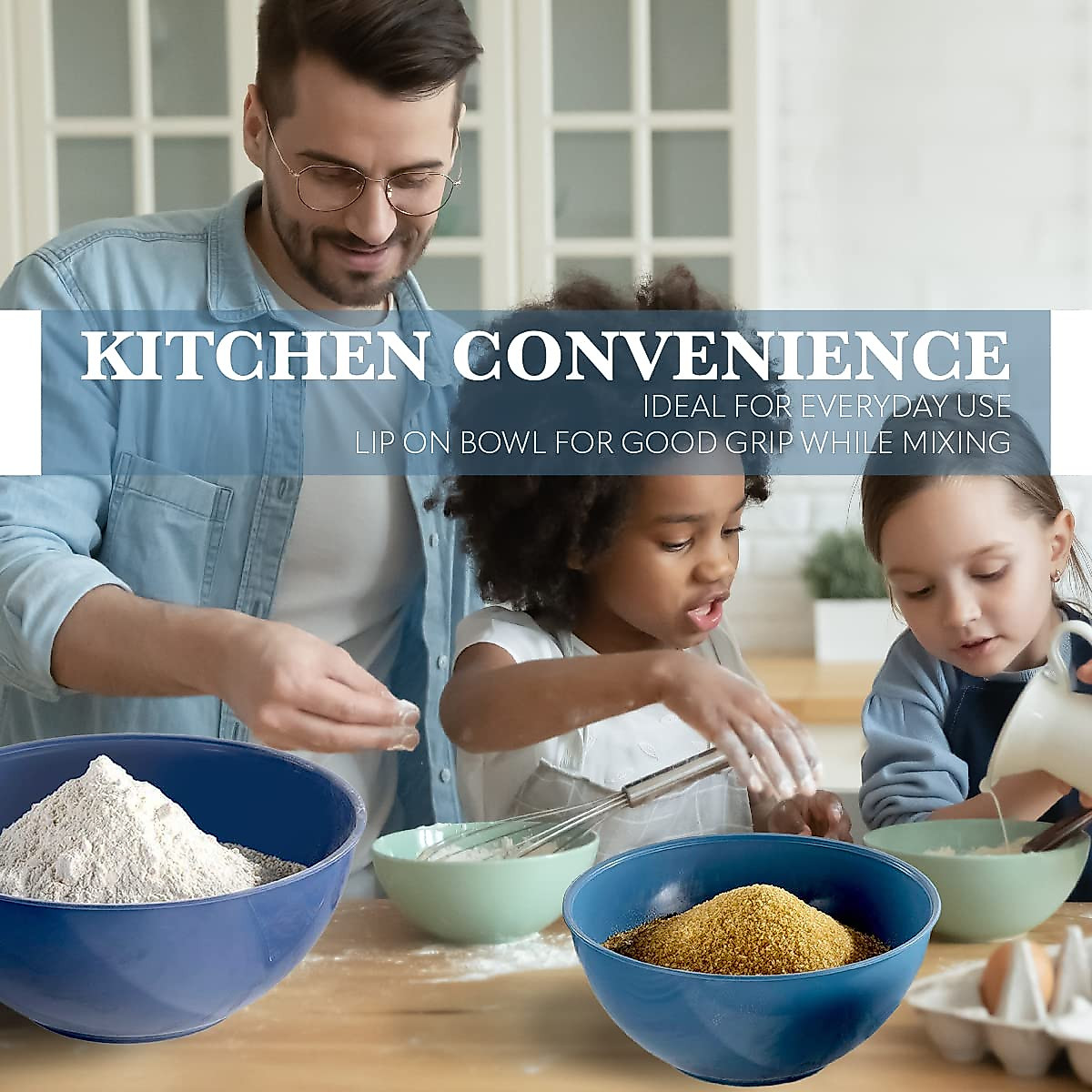 12 Piece Plastic Mixing Bowls Set, Colorful Nesting 6 Prep Bowls and 6 Lids - Color Food Storage for Leftovers, Fruit, Salads, Snacks, and Potluck Dishes - Microwave and Freezer Safe