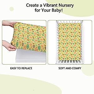 Polka Dot Themed Fitted Crib Sheet,Standard Crib Mattress Fitted Sheet Soft and Breathable Bed Sheets-Great for Boy or Girl Room or Nursery,28“ x52“,Mustard Multicolor