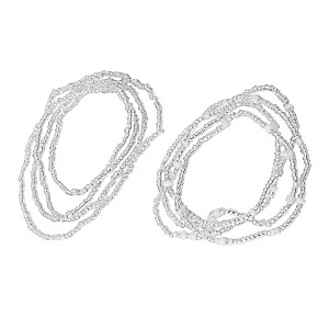 Happyyami 2Pcs Waist Beads Boho African Belly Chain Pregnancy Beach Body Chain Summer Bikini Jewelry for Woman Girl (Silver White)