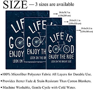 Plush Blanket Throw Blanket Warm Cozy Soft Microfiber Blankets, Bicycle Life is Good