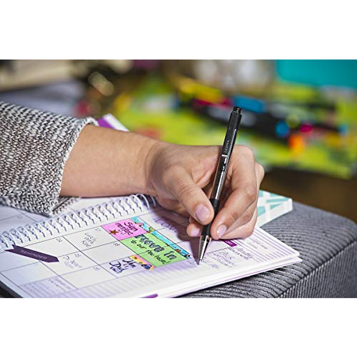 Zebra Pen F-301 Retractable Ballpoint Pen, Stainless Steel Barrel, Fine Point, 0.7mm, Assorted Ink, 9-Pack