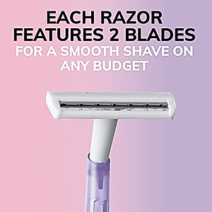 BIC Silky Touch Women's Disposable Razors, With 2 Blades, Pretty Pastel Razor Handles, 10 Count (Pack of 1)