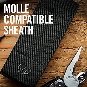 LEATHERMAN, Wave Plus Multitool with Premium Replaceable Wire Cutters, Spring-Action Scissors and Molle Black Sheath, Black