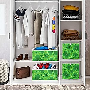 St Patrick Sharmrock Storage Basket Storage Bin Rectangular Collapsible Storage Containers Large Toy Box Organizer for Closet Shelf Car