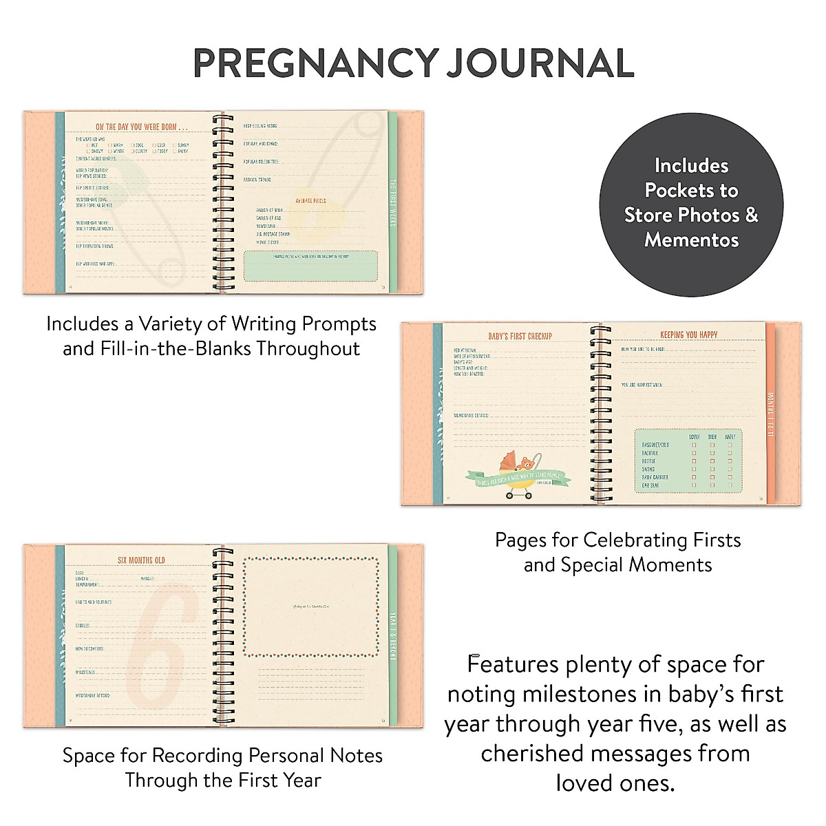 Baby's First Years Guided Journal by Studio Oh! - Bundle of Joy - 9" x 9" - Beautifully Illustrated Hardcover Journal with Storage Pockets Creates a Keepsake of Baby's Earliest Years