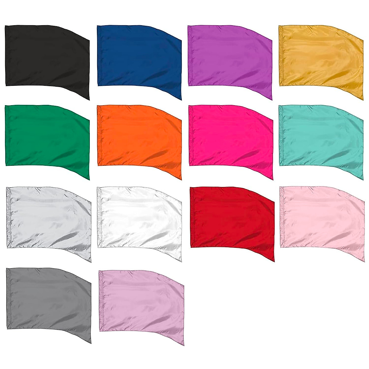 Light Pink Color Guard Flag, Curved Rectangle Solid Color Flag for Practice, Made of Easy to Clean Polyester Habutai