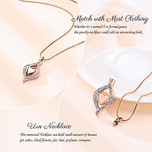 Cremation Jewelry for Ashes The Eye of My Heart Keepsake Memorial Jewelry for Urn Necklace Stainless Steel Ashes Pendant with 20 Inch Chain (2pcs Rose(White+Purple))