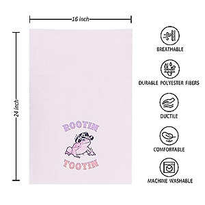 Western Cowboy Frog with Cow Print Hat Rootin Tootin Pink Preppy Kitchen Towels and Dishcloths 16×24 Inch,Wild West Hand Towel Dish Towel Tea Towel For Kitchen College Dorm Decor,Frog Lover Gifts