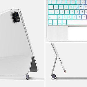 Magnetic Floating Keyboard Case for iPad Air 5th/4th Gen 10.9”, Magic Keyboard Case, 7 Color Backlit, Wireless Keyboard for iPad Pro 11 2022 4th/3rd/2nd/1st Gen, Support Apple Pencil Charging, White