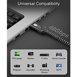 BlueRigger Certified 10K 8K HDMI Cable - 6FT (8K 60Hz Ultra HD, 48Gbps High Speed, eARC, HDR10, 4:4:4, HDCP 2.3) - Compatible with Game Consoles, HDTV, Apple TV, Monitor, Blu-Ray