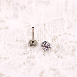 CHARMONLINE Top Push in Threadless 316L Surgical Steel Flat Back Stud for Nose Heart CZ Lip Stud Bone Studs Nose Piercing Jewelry for Women Men…