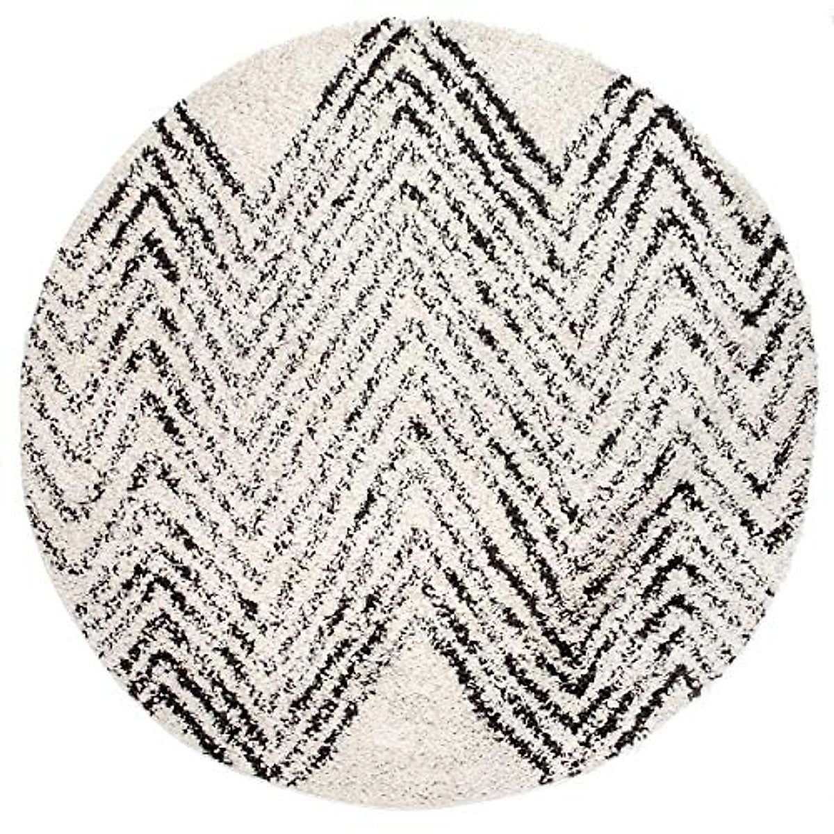 nuLOOM Amanda Moroccan Chevron Tassel Shag Area Rug, 5' Round, Off-white