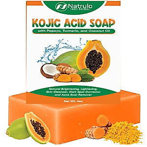 Natrulo Kojic Acid Soap for Hyperpigmentation - Kojic & Papaya Soap for Brighter Skin - Reduce Acne, Cleanse Scars, & Even Skin Tone - USA Formulated, Suitable for All Skin Types