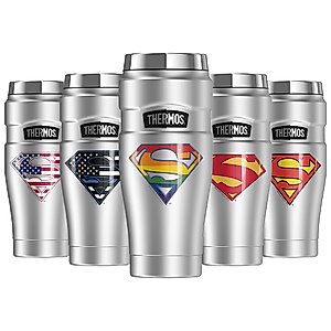 Superman Rainbow Shield Logo THERMOS STAINLESS KING Stainless Steel Travel Tumbler, Vacuum insulated & Double Wall, 16oz