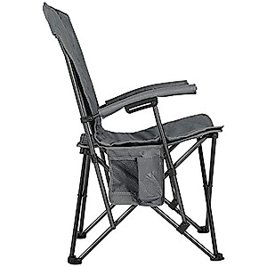 TIMBER RIDGE Folding Hot and Cold Camping Lawn Chair Removable Seat Padded Side Pocket Carry Bag Included, Supports Up to 300 LBS, Grey