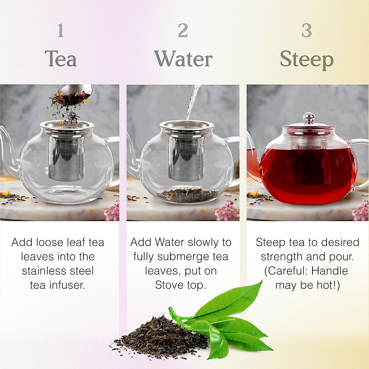 Glass Tea Sets for Adults-Elevate your Tea Time with our Clear Teapot & insulated Cup Set- Tea Pot Sets Kettle w/Infuser for Stove Top & 4 Double Wall Teacups Blooming loose leaf teas Glass Tea set