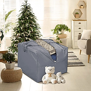 Outdoor Cushion Storage Bag Square Cushion Storage Bags Water Resistant All Weather Protection with Zipper and Handle Garden Furniture Cushion Carrying Bags-81x81x61cm/32"L x 32" W x 24" H (Grey)