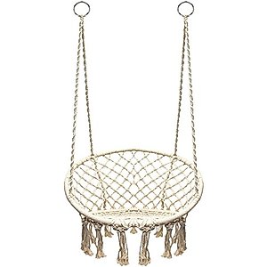 Petra Leisure Bohemian Chic Macrame Dream-Catcher Tassel Rope Chair. Perfect for Indoor/Outdoor Home, Patio, Deck, Yard, Garden. 265LB Weight Capacity.