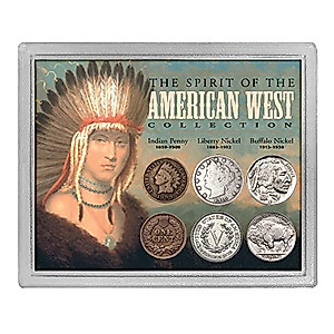 American Coin Treasures Spirit of The American West Penny and Nickel Coin Collection, Protective Acrylic Case, Certificate of Authenticity, Manufacturer's Warranty