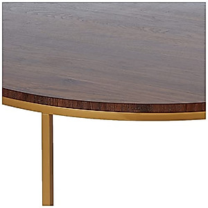 Walker Edison Cora Modern Round Faux Marble Top Coffee Table with X Base, 36 Inch, Walnut and Gold