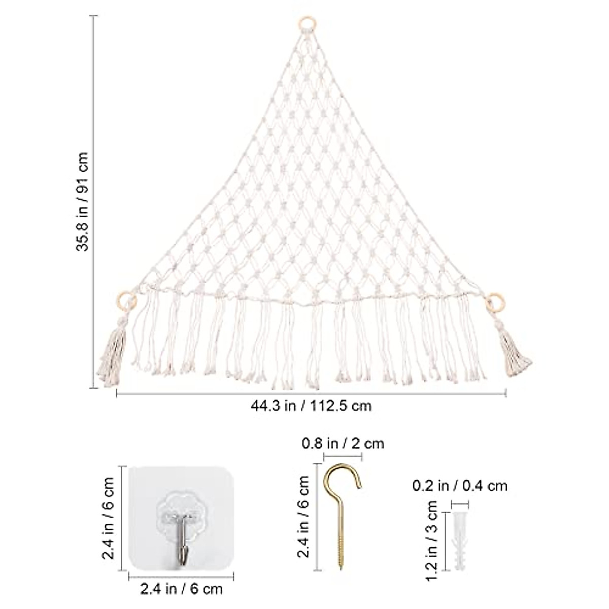 Cabilock Macrame Toy Hammock Macrame Hanging Net Kids Hanging Toys Fruit Basket Boho Wall Baskets Organizer Baskets Countertop Space Saver for Fruits Vegetables Corner Stuffed Animal Hammock