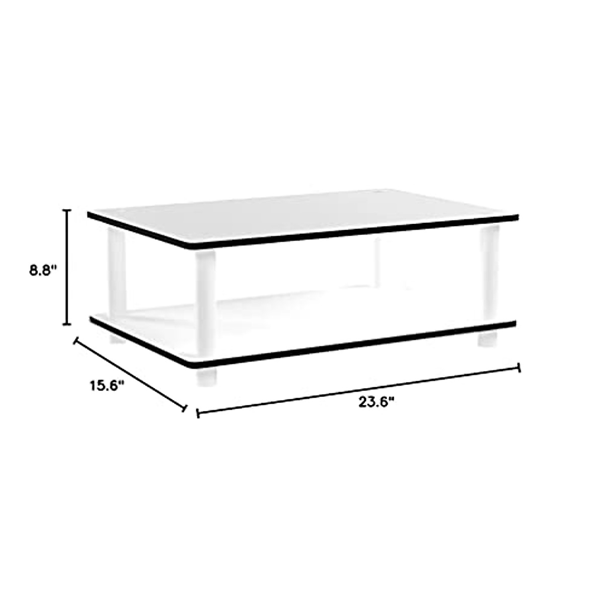 Furinno 11172 Just 2-Tier No Tools Coffee Table, White w/White Tube