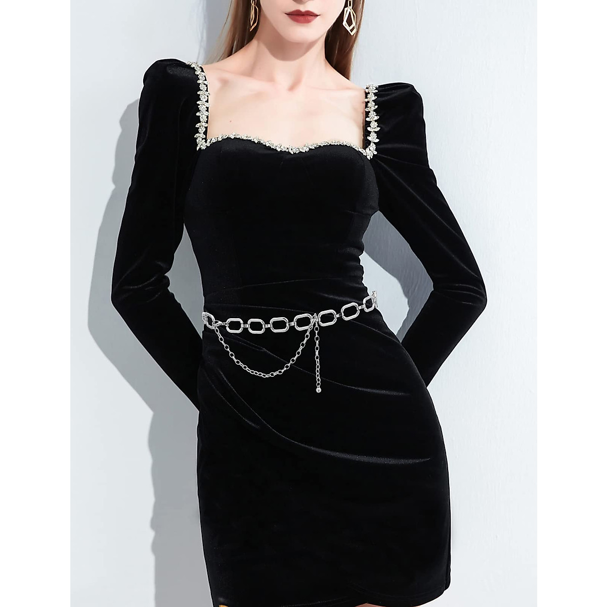 TOPACC Silver Chain Belts for Women Thick Metal Y2k Belt Circle Chains Belt for Dresses Jeans Skirt Girls Fashion