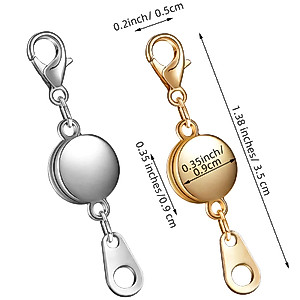 12 Pieces Locking Magnetic Jewelry Clasp Round Necklace Clasp Closures Bracelet Extender for Jewelry Making (Gold, Silver)