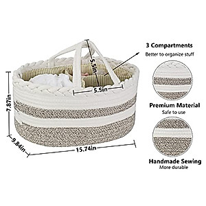 HIYAGON Baby Diaper Caddy Organizer,Nursery Storage Basket for Boys and Girls,Storage Bin for Changing Table & Car Organizer,Newborn Essentials Must Haves, Registry for Baby (Brown)