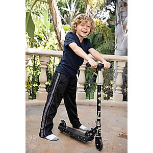 Gioberti Boys Track Jogger Athletic Pants - with Zip Bottom, Black/White, Size 18