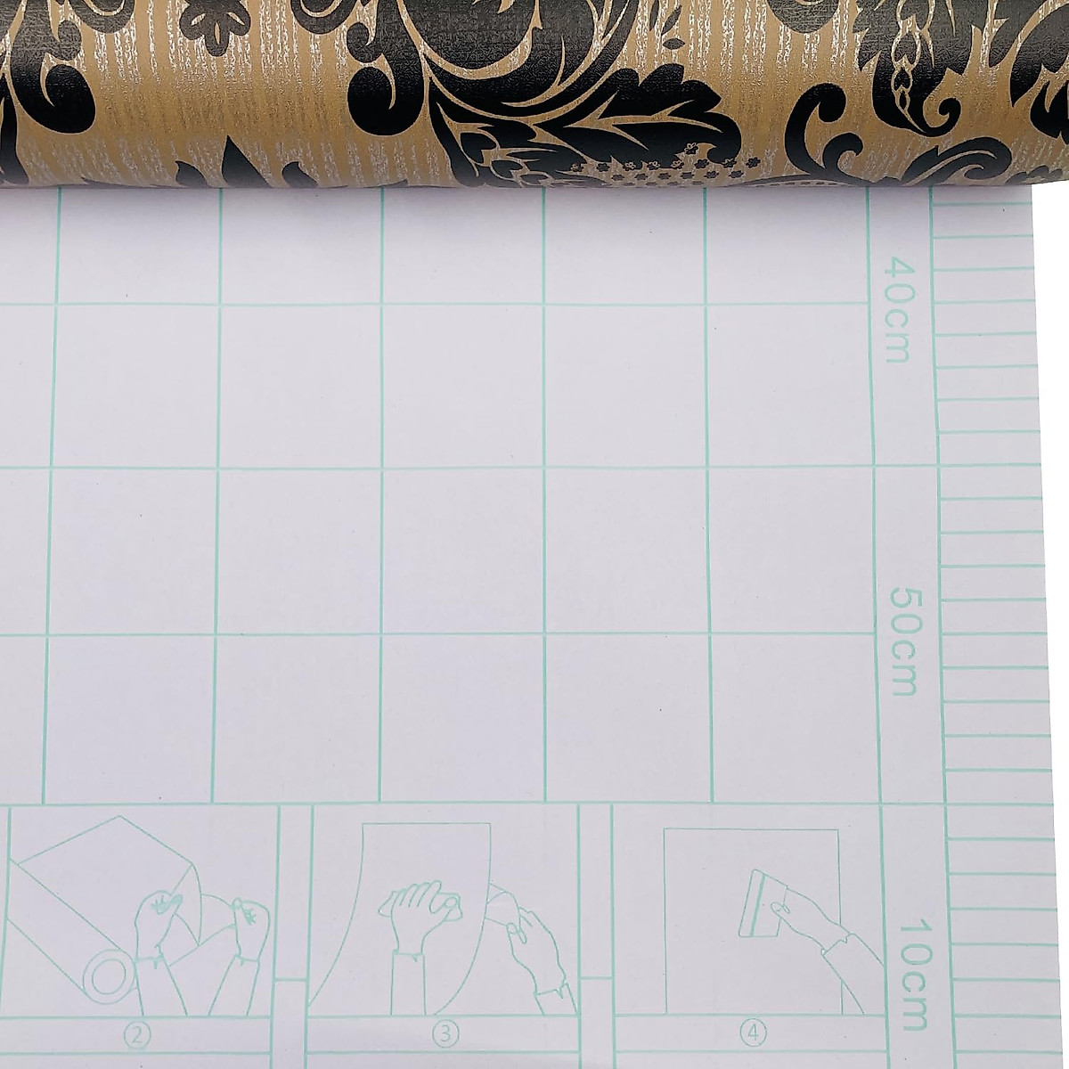 LovingWay Retro Damask Shelf Liner 17.7x177 Inch Peel & Stick Drawer Lining Paper Upgrade Worn Shoe Organizers Makeup Table Brown-Black