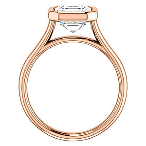 10K/14K/18K Solid Rose Gold Handmade Engagement Ring, 2 CT Asscher Cut Moissanite Solitaire Ring, Wedding Ring Set for Women/Her, Anniversary/Promise Gifts, VVS1 Colorless, Jewelry