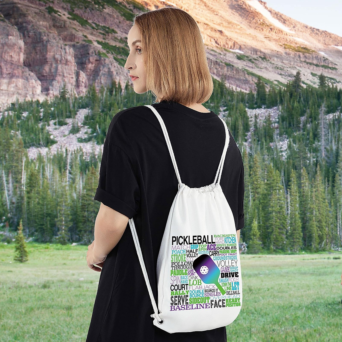 LEVLO Pickleball Women Canvas Tote Bag Gift For Pickleball Player Pickleball Shoulder Bag For Pickleball Lover (Pickleball DB)