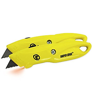 Rapid Edge Heavy-Duty Die-Cast Utility Knife with LED Safety Light and 3 Rapid Edge Serrated Razor Knife Blades (2 Pack)
